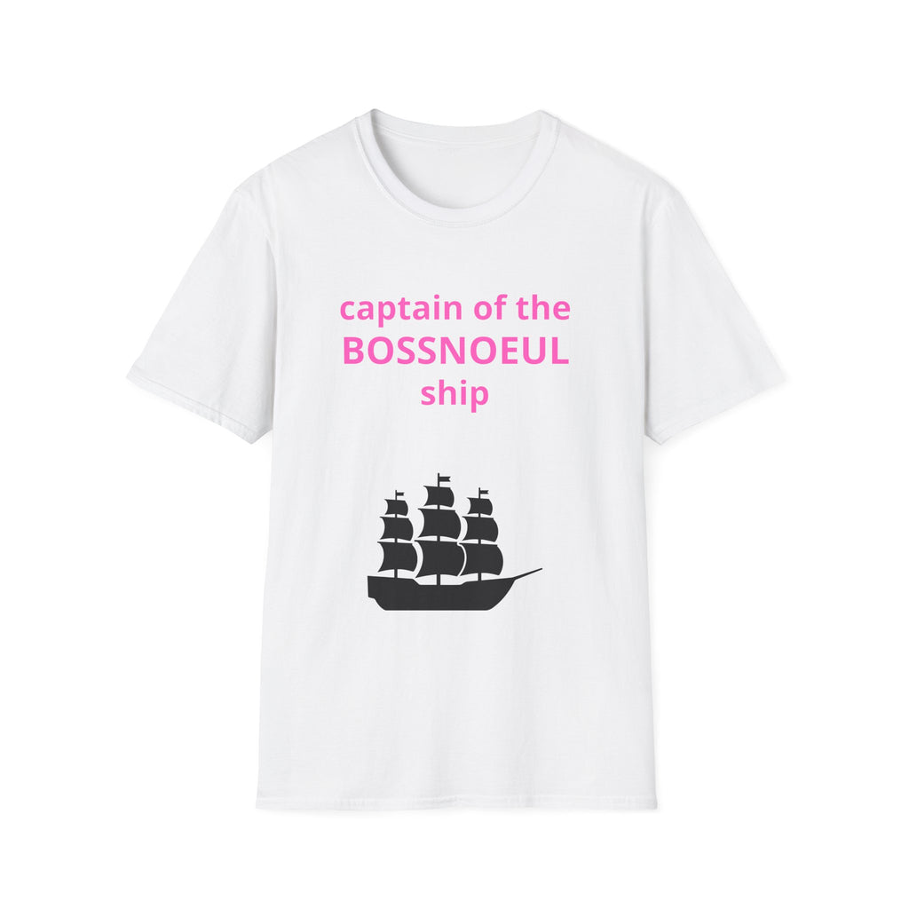 Captain of the Bossnoeul Ship T-Shirt — Graphic Tee with Pink Text ...